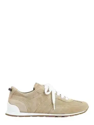 Brunello Cucinelli Calf Suede Panelled Lace-up Sneakers - Neutrals