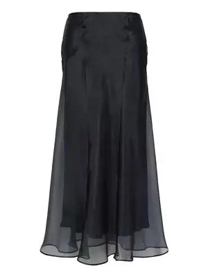 Max Mara Sheer Panel Flared Midi Skirt - Black