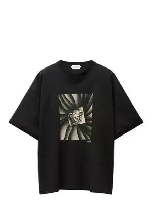 Versace Printed Cotton-jersey Regular T-shirt - Black