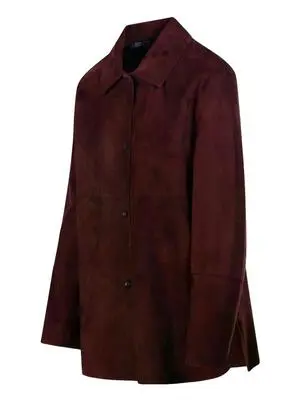 Max Mara Suede Button-front Coat - Red