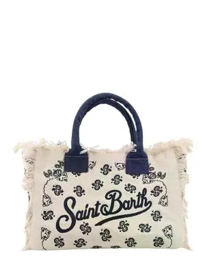 MC2 SAINT BARTH MC2 Saint Barth Paisley-Print Frayed Tote Bag Neutrals