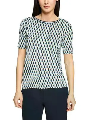BETTY BARCLAY Geometric Print Short Sleeve Top - Blue