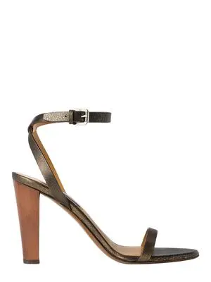 Ralph Lauren Leather Graison Heeled Sandals - Gold