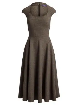 Ralph Lauren Wool-silk Blend Tweed Midi Dress - Brown