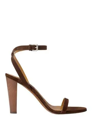 Ralph Lauren Suede Heeled Sandals - Brown