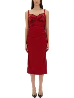 Dolce & Gabbana Longuette Dress With Cone Cups - Red
