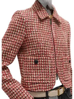 ME+EM Statement Weave Cropped Jacket - Ruby Red