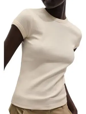 ME+EM Ribbed Cotton Blend Tee - Cream