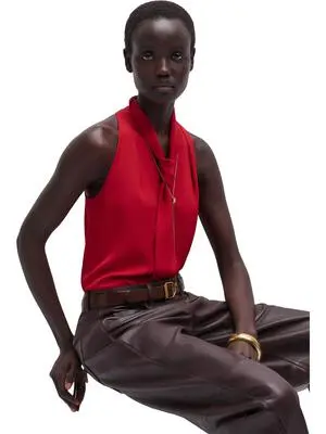 ME+EM ME+EM Silk V-Neck Camisole Top With Tie Detail