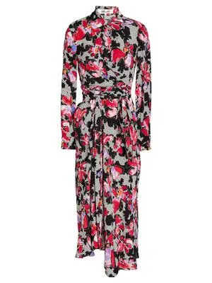 Diane Von Furstenberg Printed Crepe Midi Wrap Dress - Red