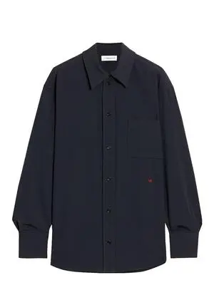 Victoria Beckham Twill Embroidered Logo Shirt - Navy