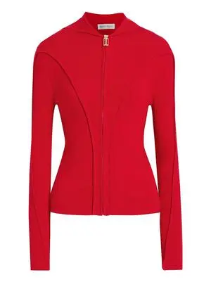 Victoria Beckham Merino Wool-blend Zip-up Hoodie - Red