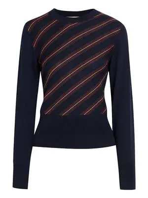 Dries Van Noten Striped Merino Wool Sweater - Navy