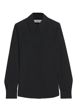 Victoria Beckham Crepe Shirt With Buttoned Cuffs And Pockets - Black