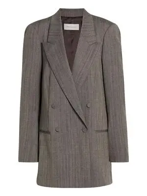 Dries Van Noten Double-breasted Striped Wool Blazer - Gray