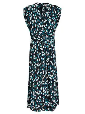 Diane Von Furstenberg Livia Pleated Printed Crepe Midi Dress - Multicolor