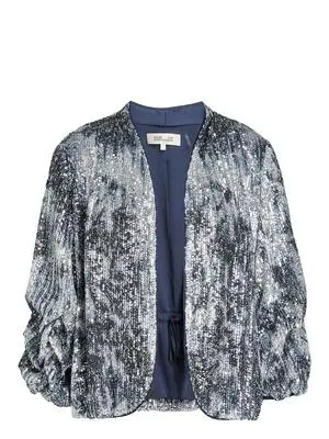 Diane Von Furstenberg Laredo Sequin Embellished Printed Tulle Jacket - Silver