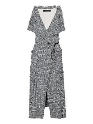 Roland Mouret Belted Frayed Tweed Vest - Navy
