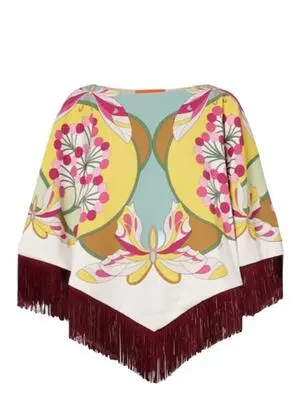 La DoubleJ Florette Placée Reversible Satin Poncho - Multicolor
