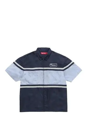 Supreme Supreme Ss26 Silk Zip Up S/s Shirt 'navy' Navy