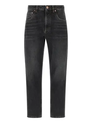Brunello Cucinelli Straight Leg Mid-rise Jeans - Black