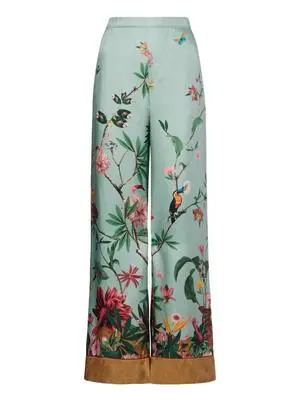 La DoubleJ Printed Silk Twill Wide-leg Pants - Gray