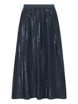 Max Mara Weekend Max Mara Fiordi Sequin Pleated Skirt Navy