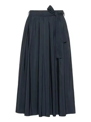 Max Mara Pleated Taffeta Midi Skirt With Belt - Blue