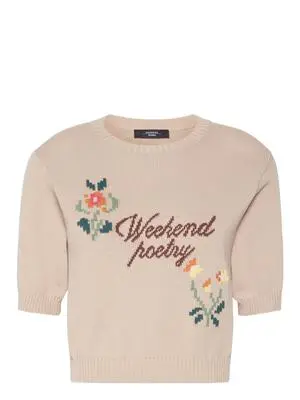 Max Mara Logo Intarsia Knitted Top - Beige