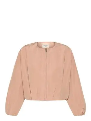Max Mara Cropped Zip-up Jacket With Pleated Details - Nude