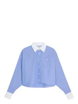 Celine Cropped Shirt In Cotton Poplin - Blue