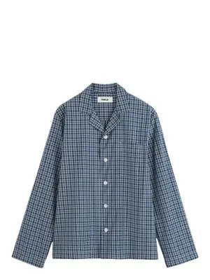 TEKLA Long-sleeved Plaid Pajamas - Blue