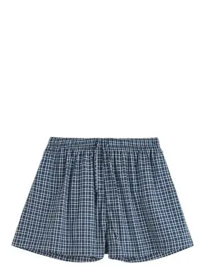 TEKLA Plaid Pajama Pants With Drawstring Waist - Blue