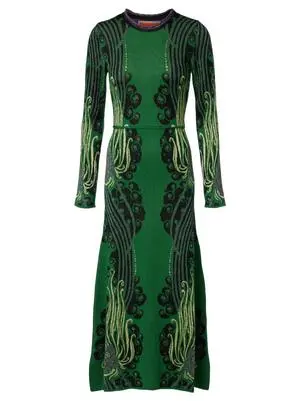 La DoubleJ Bee Jacquard Midi Dress - Green