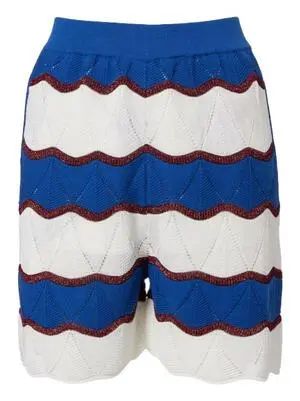 La DoubleJ Hang Ten" Printed Cotton-blend Shorts - Blue