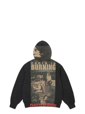 Supreme Ss26 Paris Is Burning Zip Up Hooded Sweatshirt - Black