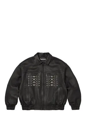 Supreme Multi Studded Leather Jacket - Black