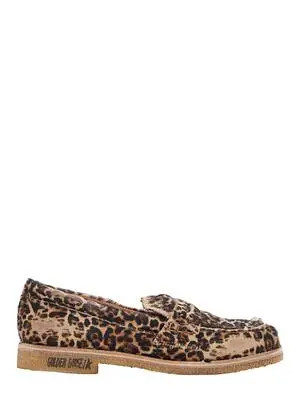 GOLDEN GOOSE Jerry Leopard Print Horsy Leather Loafers - Multicolor