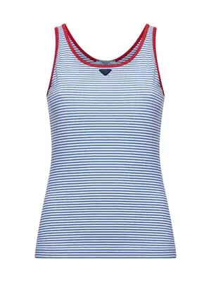 Prada Sleeveless Striped Cotton Top - Multicolor