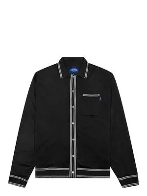 AWAKE NY Button-up Cardigan With Stripe Trim - Black