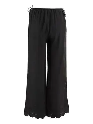THE GARMENT The Garment Scalloped-Hem Silk Trousers