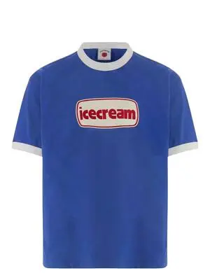 ICECREAM Logo-print Ringer T-shirt - Blue