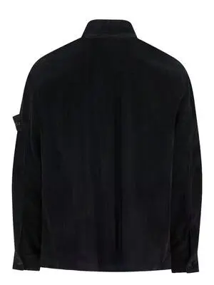Stone Island Logo-patch Corduroy Overshirt - Black