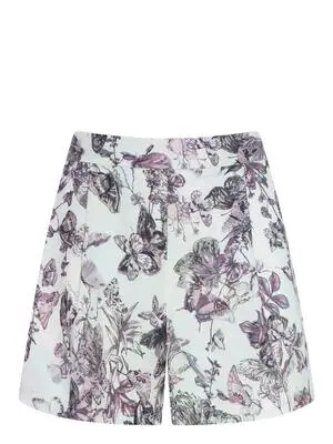 L'Agence Sylvie Butterfly-print Shorts - White