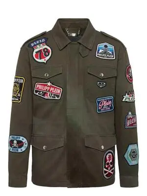 Philipp Plein Military Jacket With Embellished Patches - Green