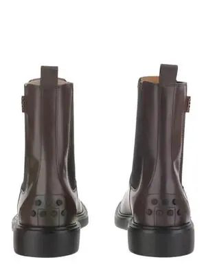 TOD'S Elasticated Leather Ankle Boots - Brown