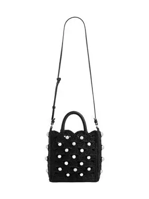 Rabanne Pearl Embellished Tote Bag - Black