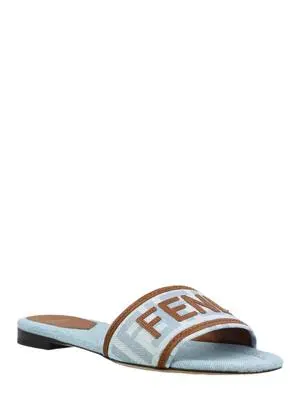 Fendi Sunshine Ff Motif Logo Patch Sandals - Blue
