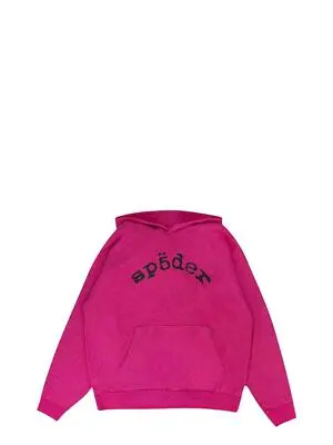 SP5DER Rhinestone Embellished Logo Hoodie - Pink