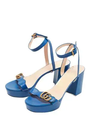 Gucci Platform Sandals With Double G Hardware - Blue